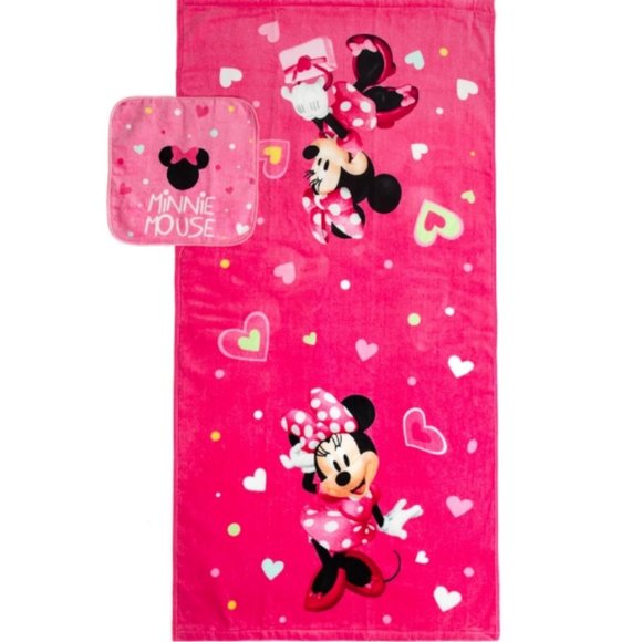 Disney | Bath | New 2pc Kids Minnie Mouse Bath Towel Washcloth Set ...